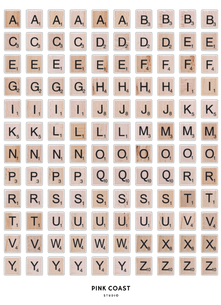 Scrabble Letters Sticker Sheet – Pink Coast Studio LLC